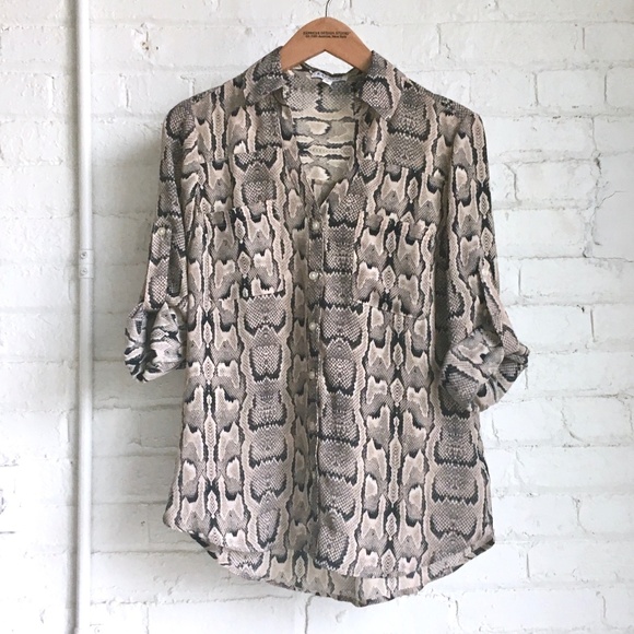 Express | Tops | Express Snakeskin Snake Print Portofino Work Top ...